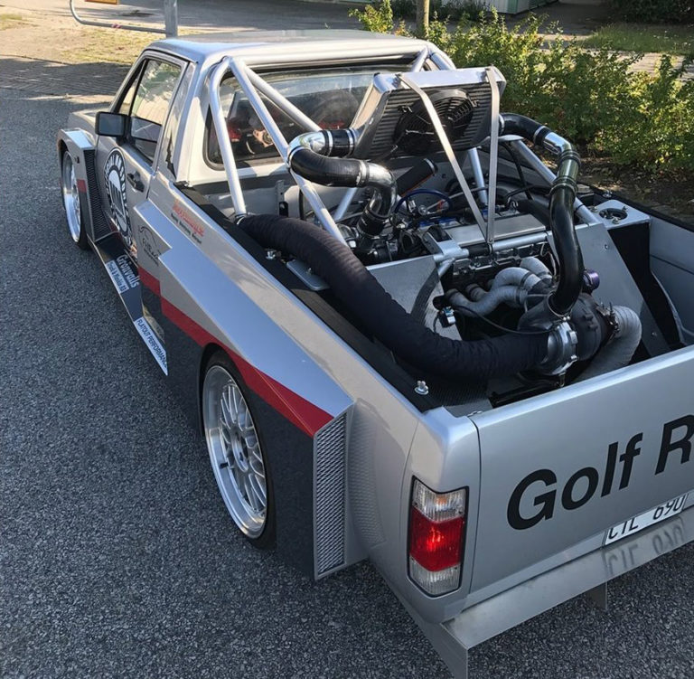 VW Caddy with a Mid-Engine Turbo Volvo Inline-Five - engineswapdepot.com